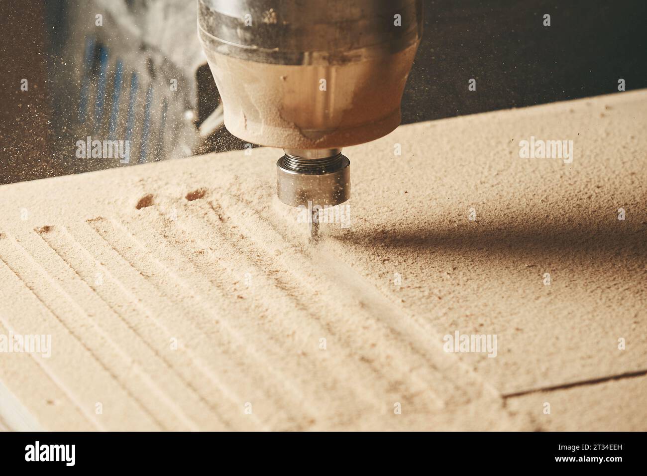 CNC router machine creates a layout of the shelf complex Stock Photo ...