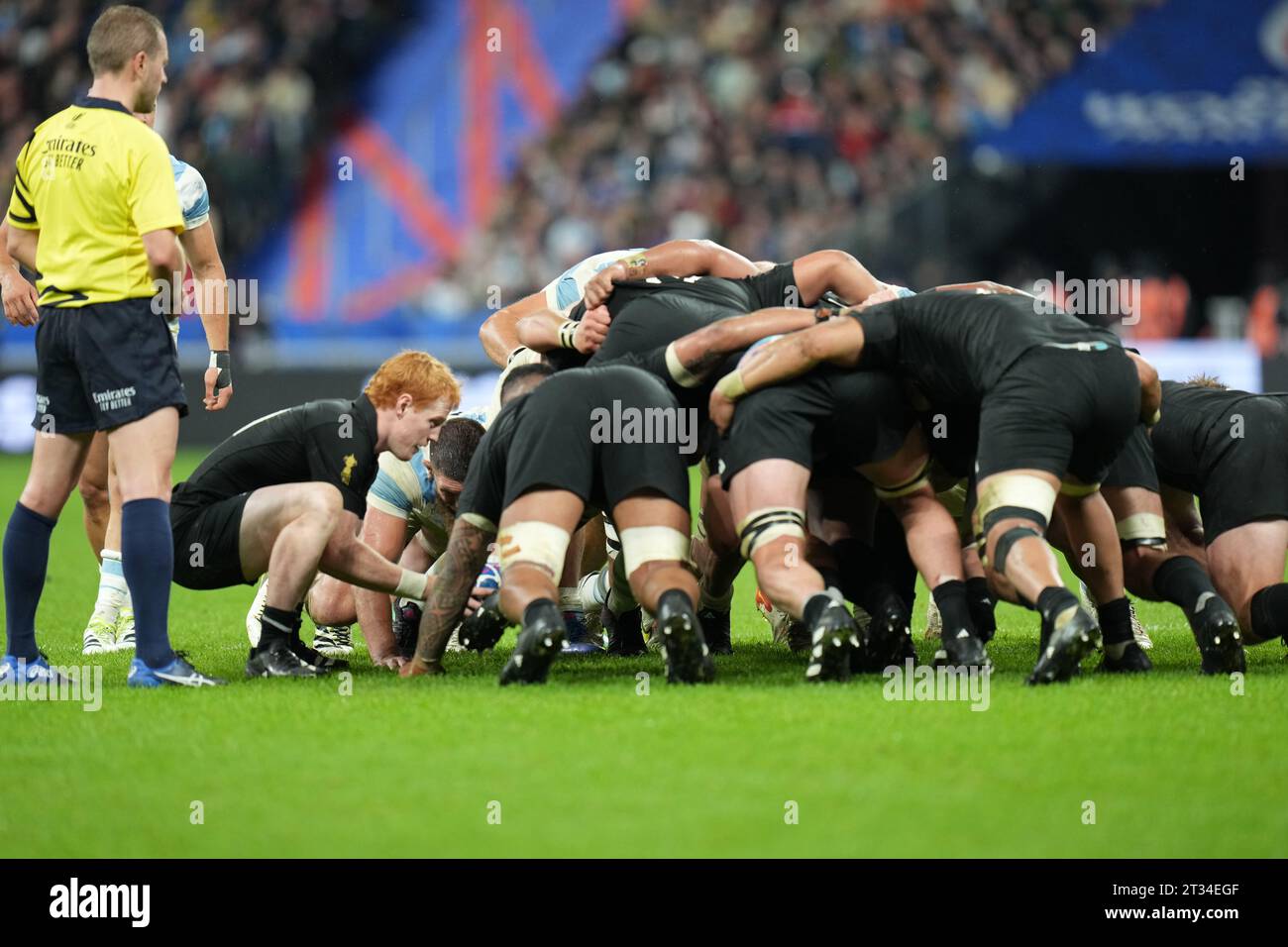 New Zealand's Finlay Christie puts the ball into a scrum during the ...