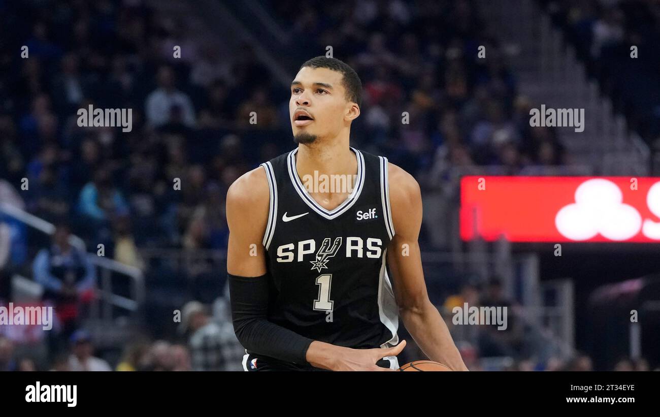 San Antonio Spurs center Victor Wembanyama during an NBA preseason ...