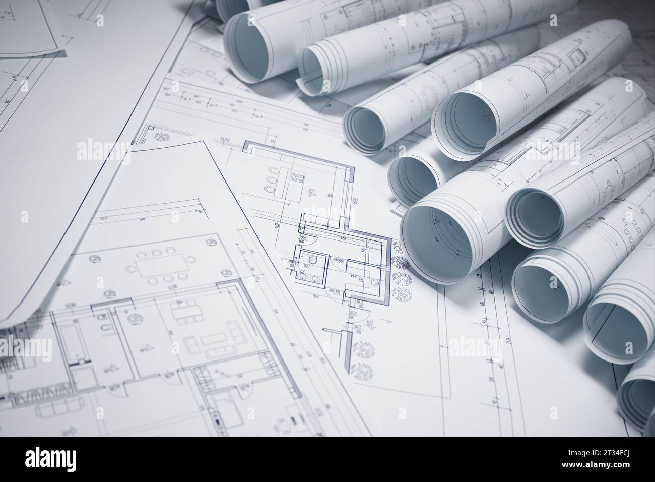 Building blueprints. From floor plans to construction plans. An image ...