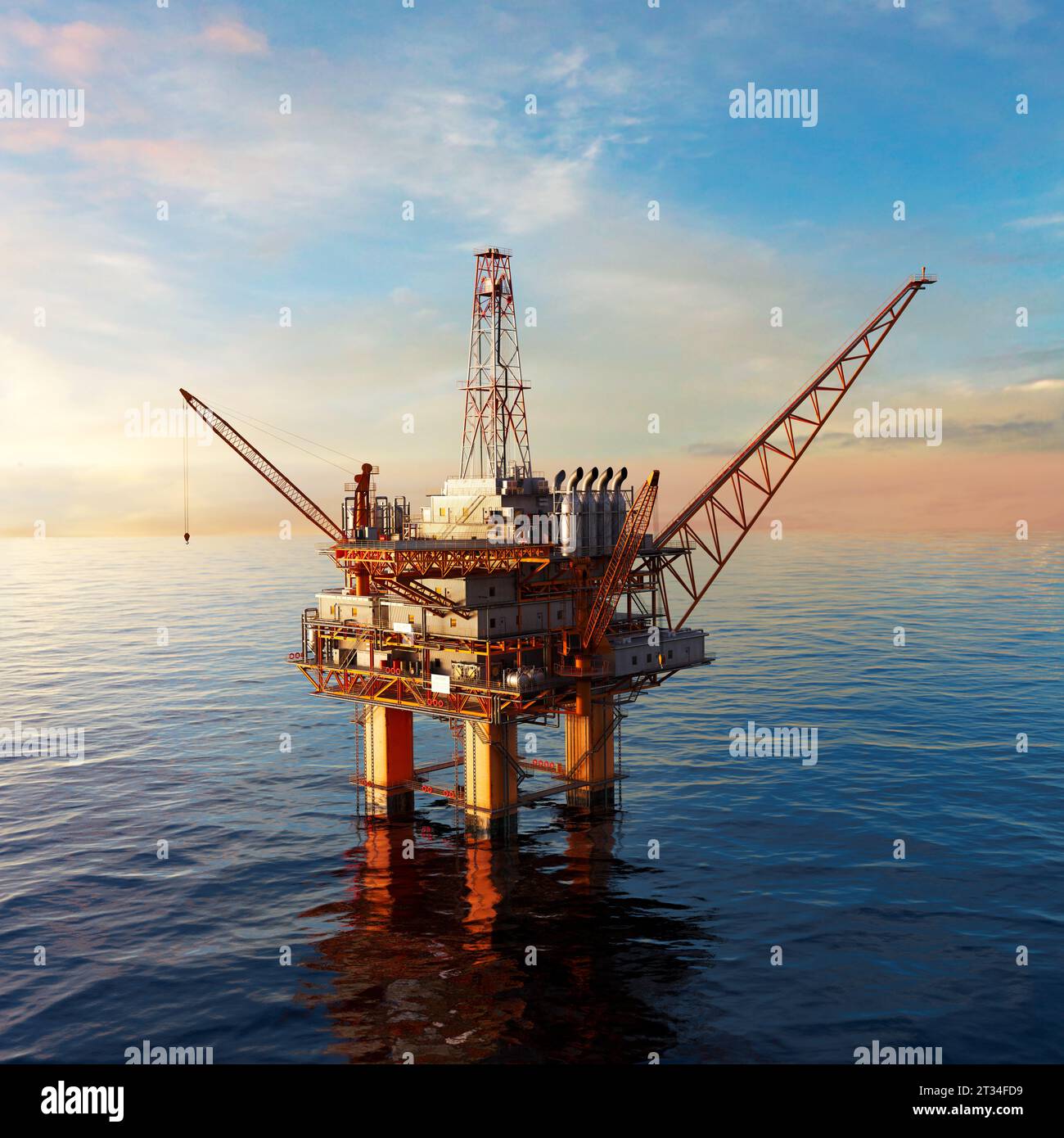 A picture of the offshore oil platform. Oil rig on the sea during the ...