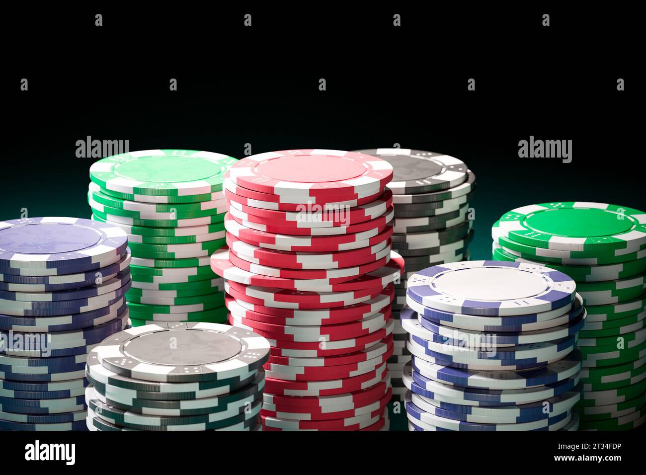 Casino chips forming multiple stacks. Placing bets and winning a ...