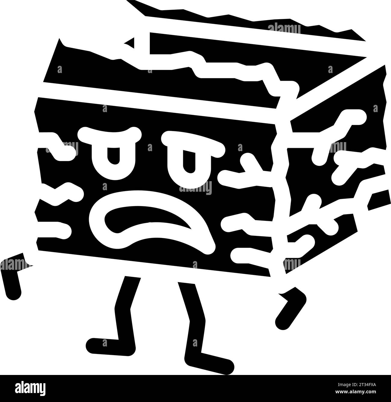 sad torn cardboard box character glyph icon vector illustration Stock ...