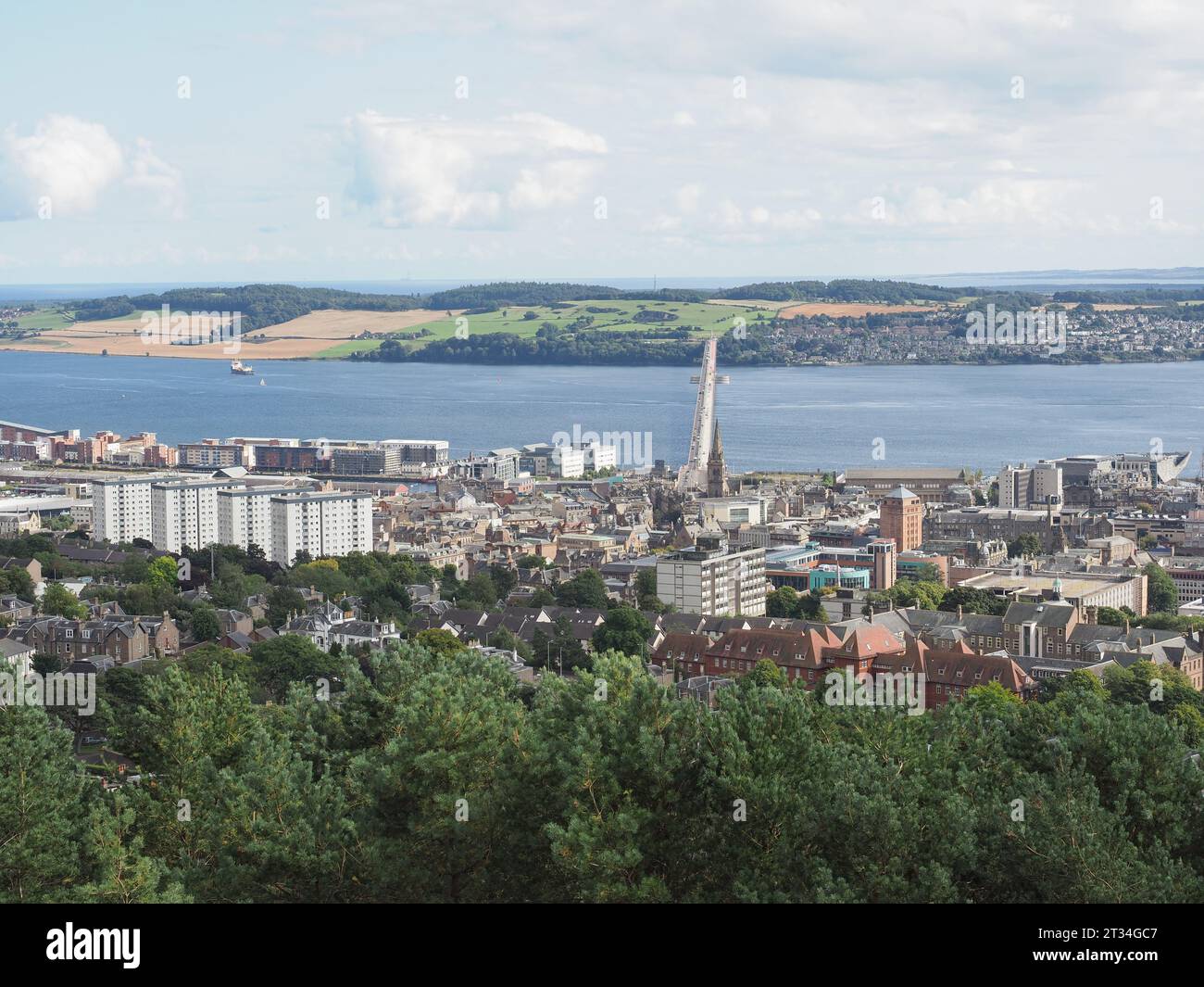 Aerial view of Dundee seen from the Dundee Law hill in Dundee, UK Stock ...