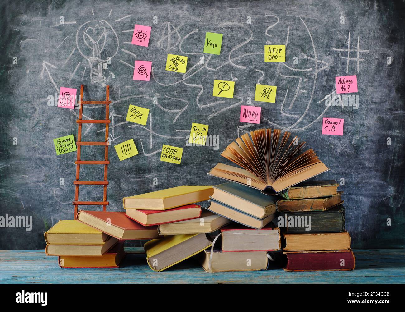 Education gives orientation,books,blackboard and ladder of success ...