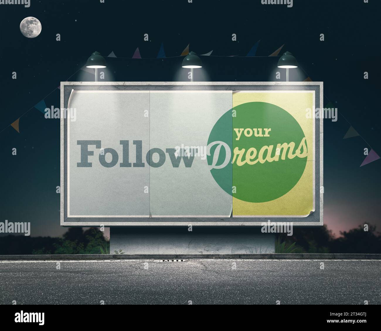 Inspirational and motivational advertisement on large vintage style ...