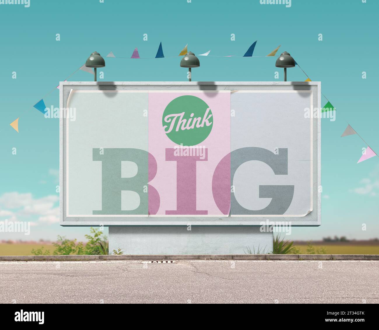 Inspirational and motivational advertisement on large vintage style ...