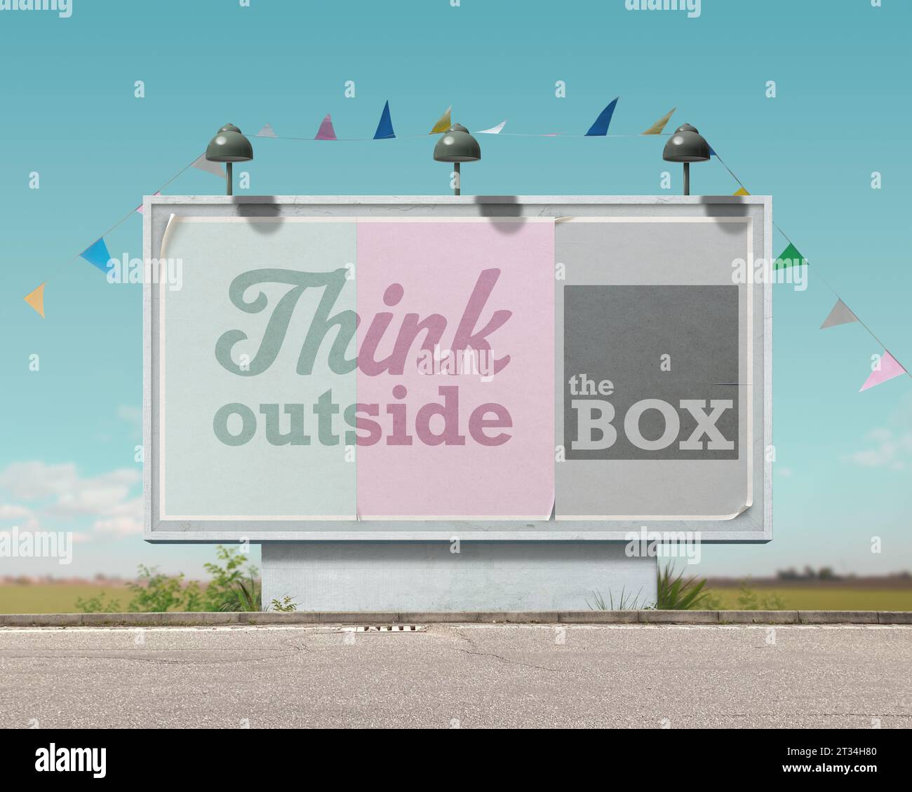 Inspirational and motivational advertisement on large vintage style ...
