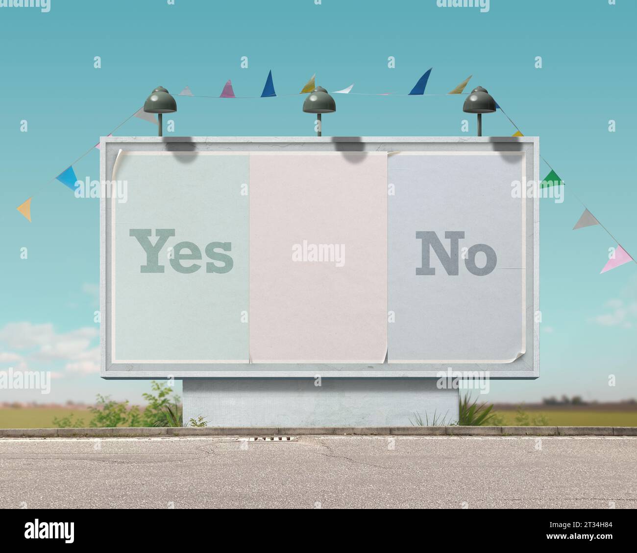 Large billboard vintage style with Yes or No text, communication and ...