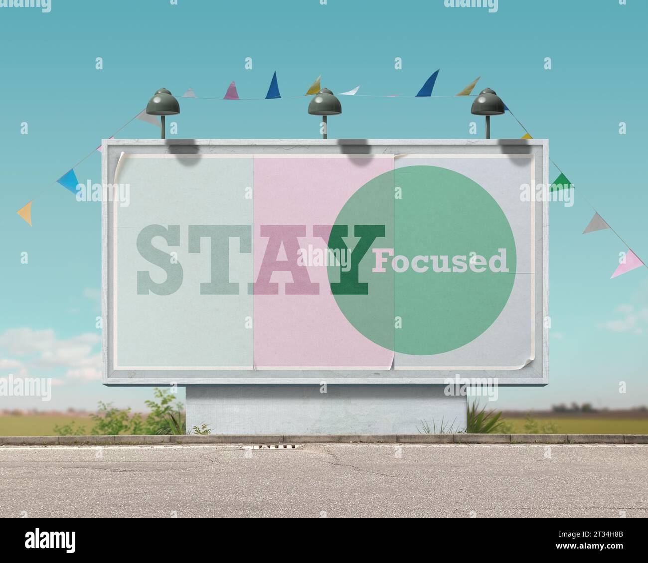 Inspirational and motivational advertisement on large vintage style ...