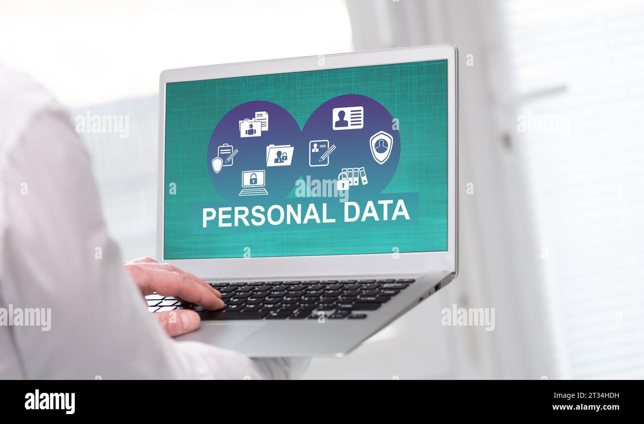 Laptop screen displaying a personal data concept Stock Photo - Alamy