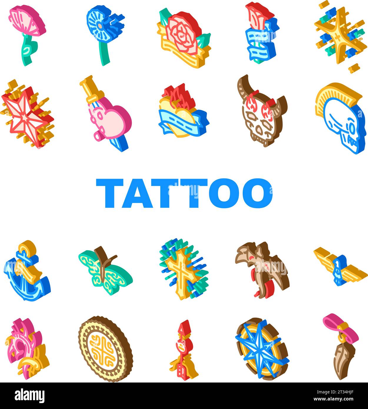 tattoo retro vintage icons set vector Stock Vector Image & Art - Alamy