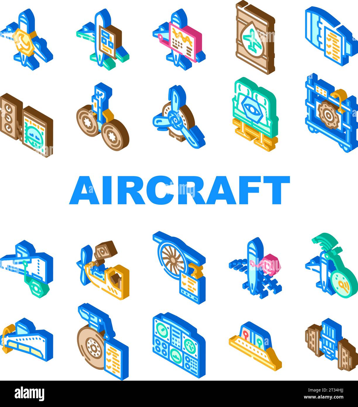 aircraft mechanic aviation icons set vector Stock Vector Image & Art ...