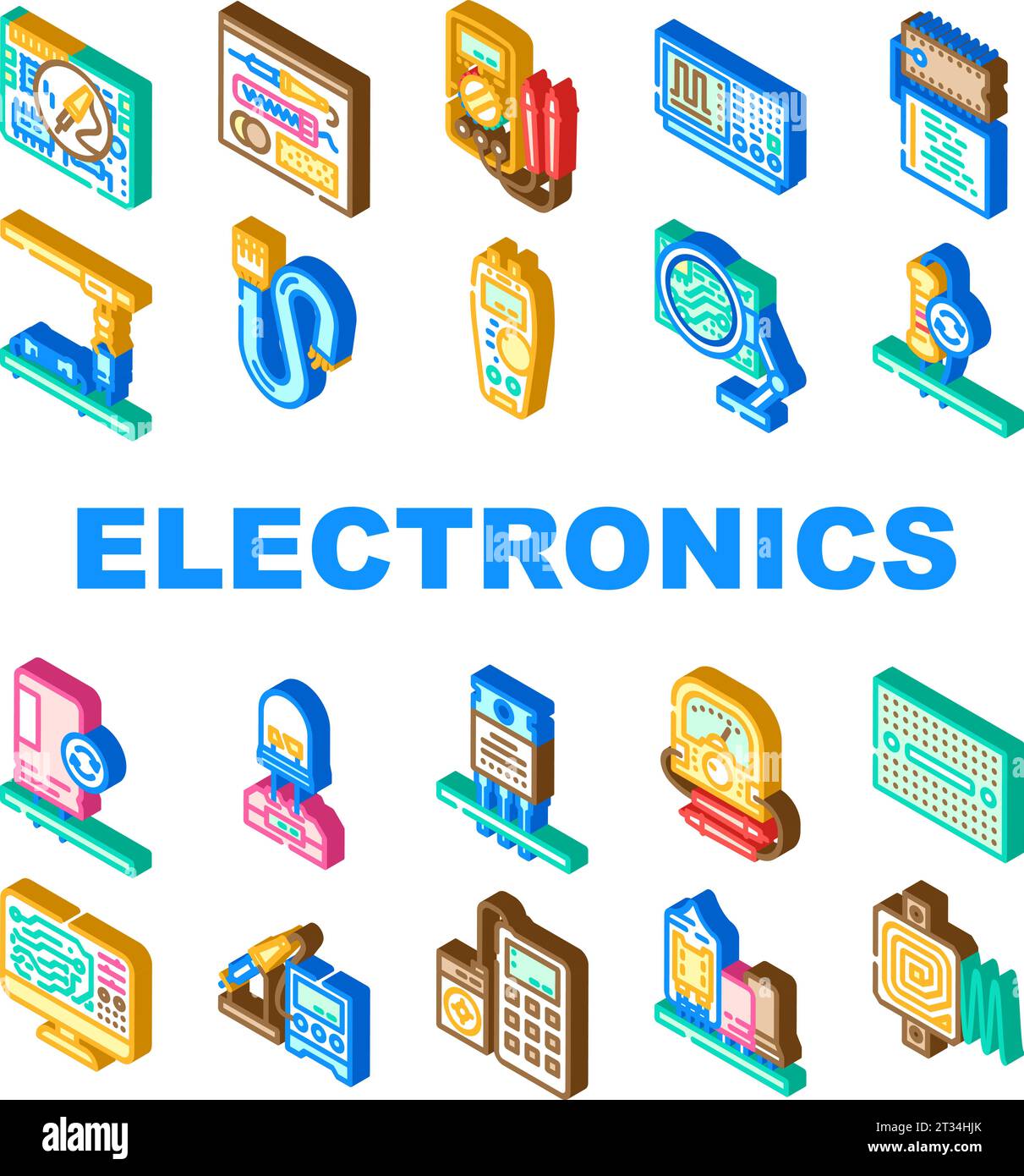 electronics technician industry icons set vector Stock Vector Image ...