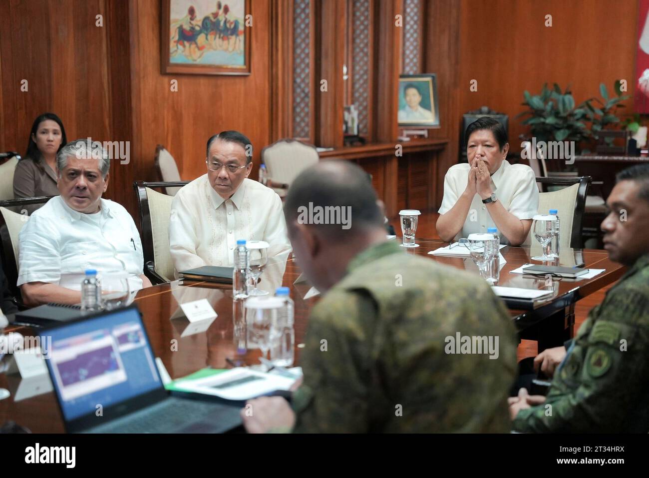 In this handout photo provided by the Malacanang Presidential ...