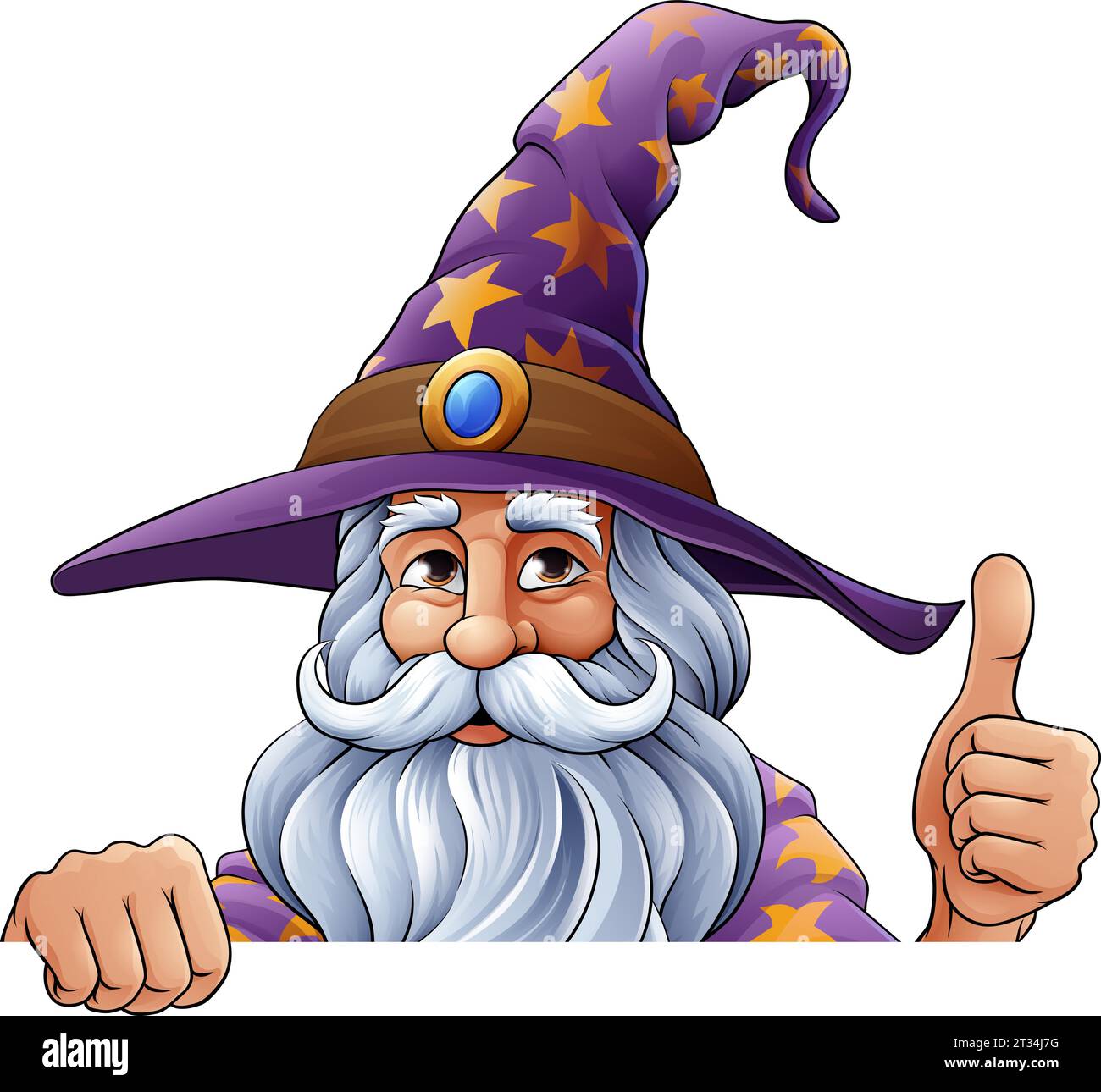 Wizard Merlin Cartoon Beard Magician Man Character Stock Vector Image ...