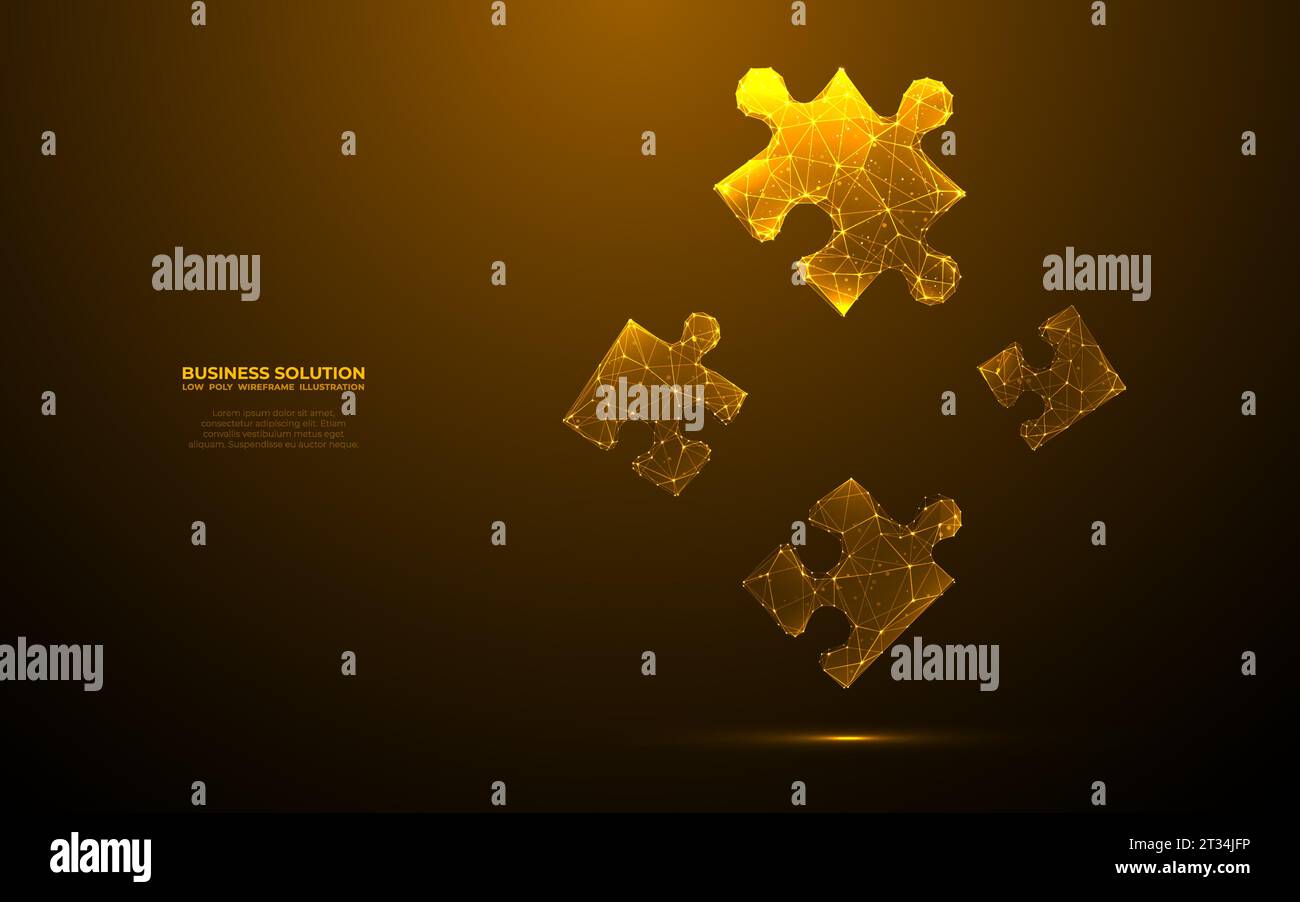 Digital golden puzzle. Abstract jigsaw. Solution concept Stock Vector ...