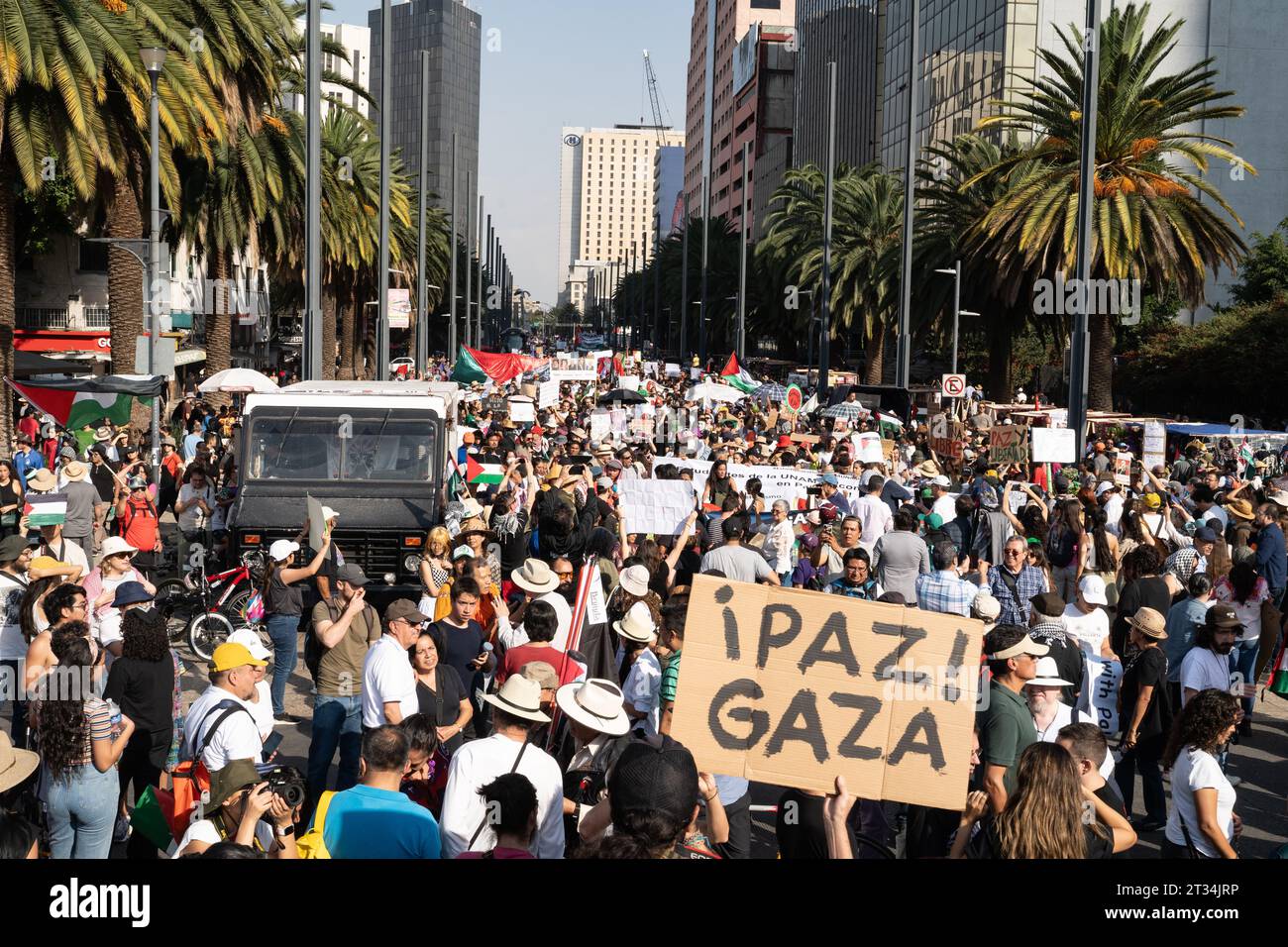 Mexico, Mexico. 22nd Oct, 2023. Thousands of protestors attend the ...