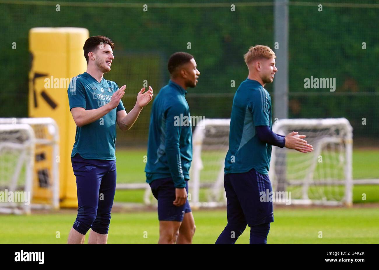 Arsenal’s Declan Rice (left) and team-mates during a training session ...