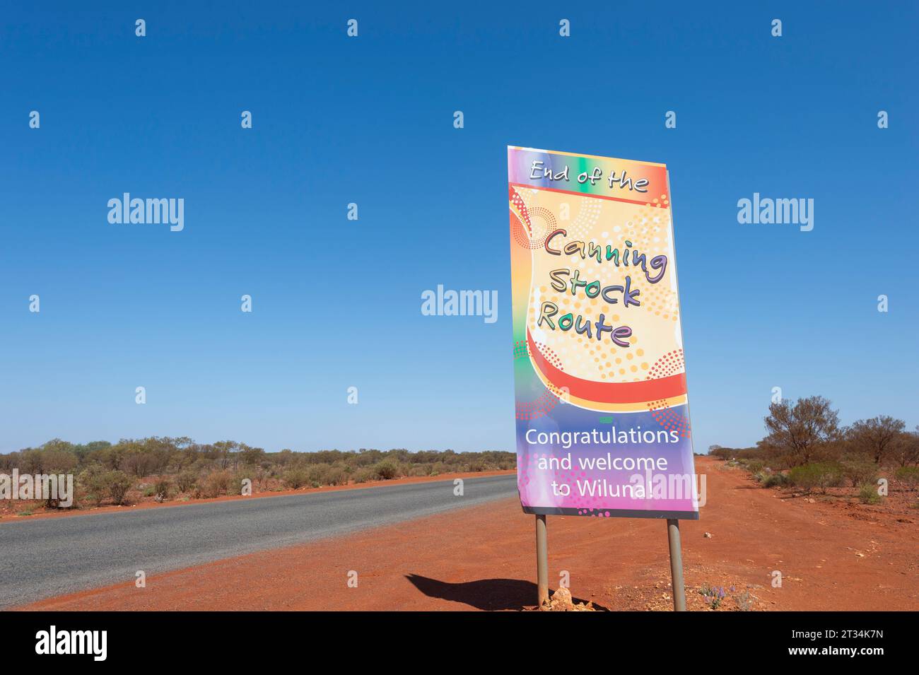 Sign for End of the Canning Stock Route at the remote Outback town of ...