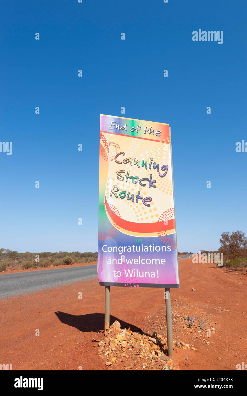 Sign for End of the Canning Stock Route at the remote Outback town of ...