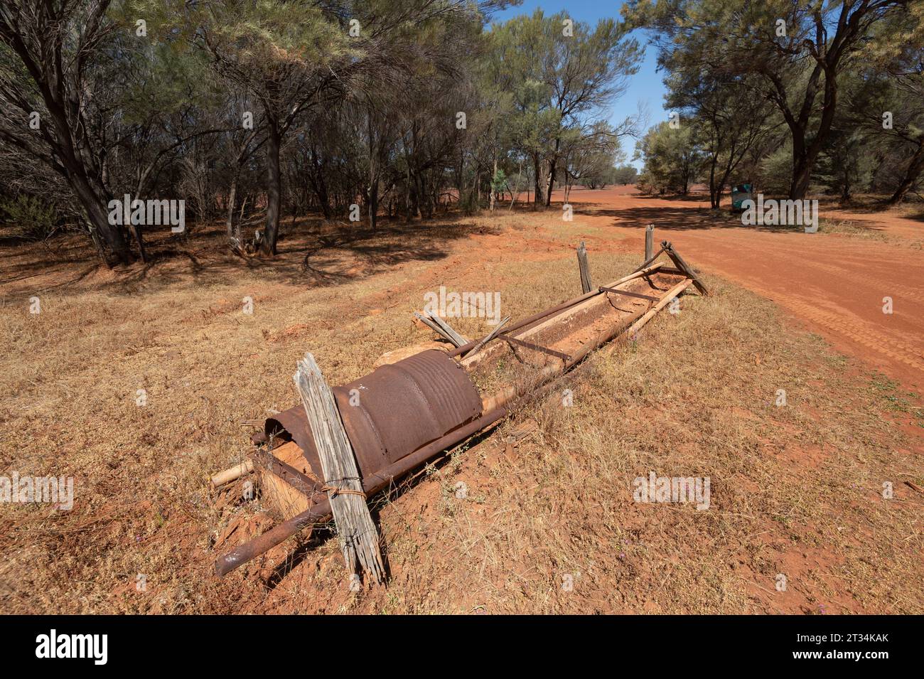 Historic cattle trough at Well 1 on the Canning Stock Route, Western ...