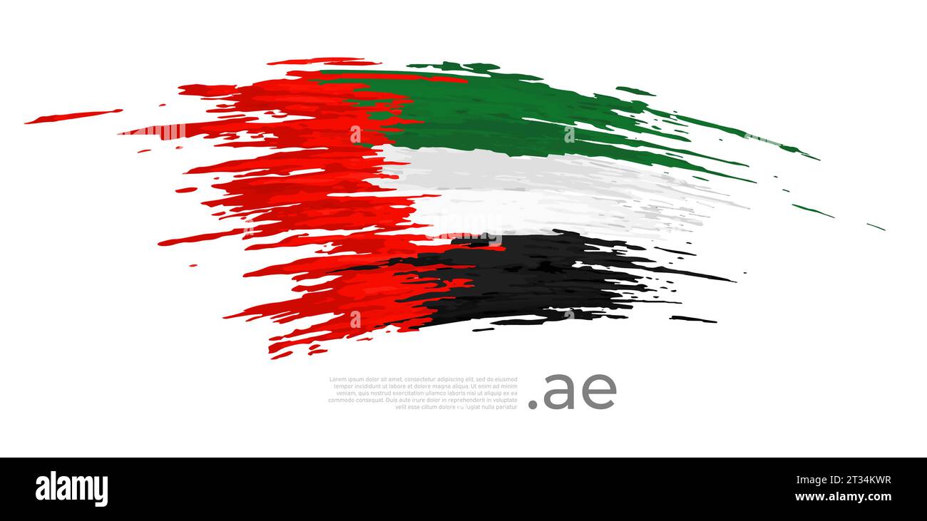 United arab emirates flag. Brush strokes, grunge. Brush painted uae ...