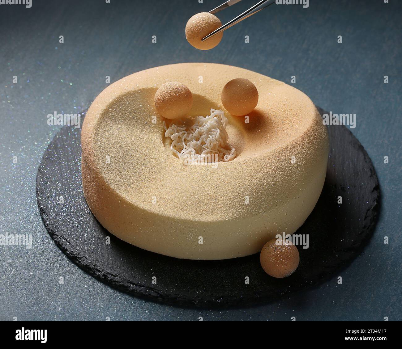 Exotic mousse cake with pasiflora, mango, mascarpone mousse Stock Photo ...