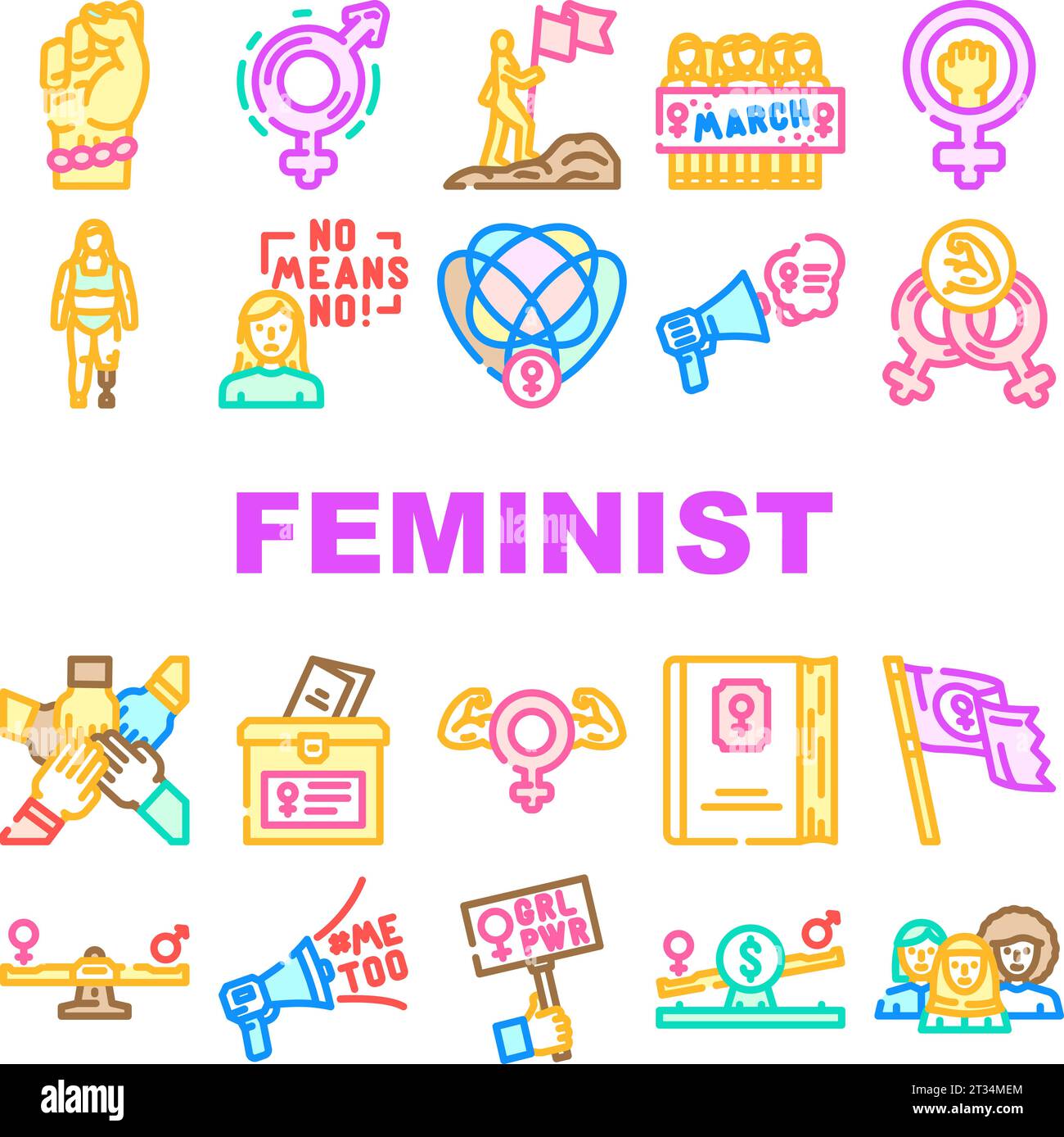 feminist female women icons set vector Stock Vector Image & Art - Alamy