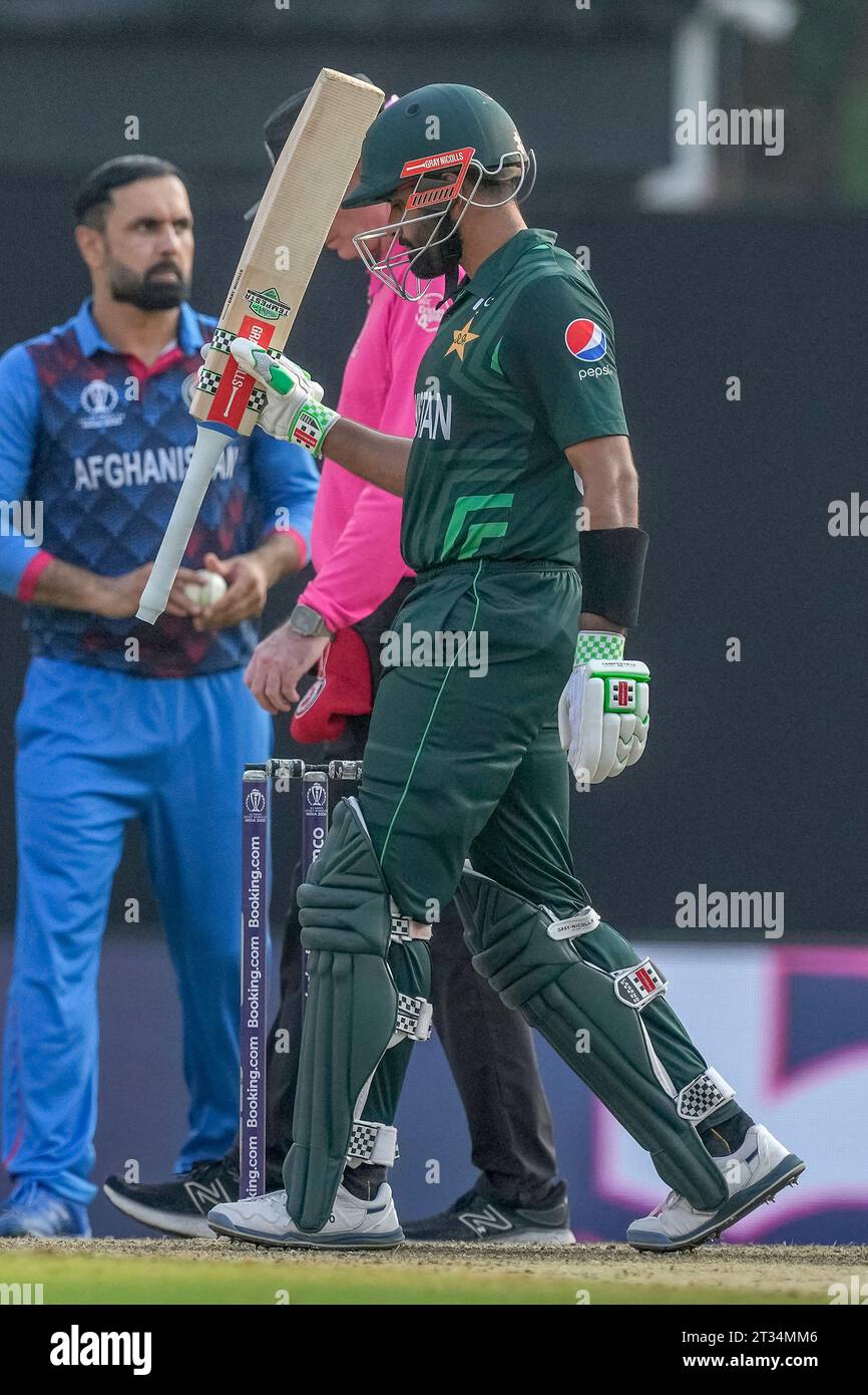 Pakistan's captain Babar Azam celebrates his fifty runs during the ICC ...