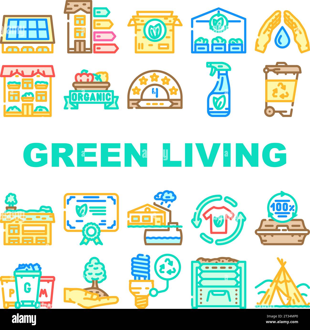 green living eco icons set vector Stock Vector Image & Art - Alamy