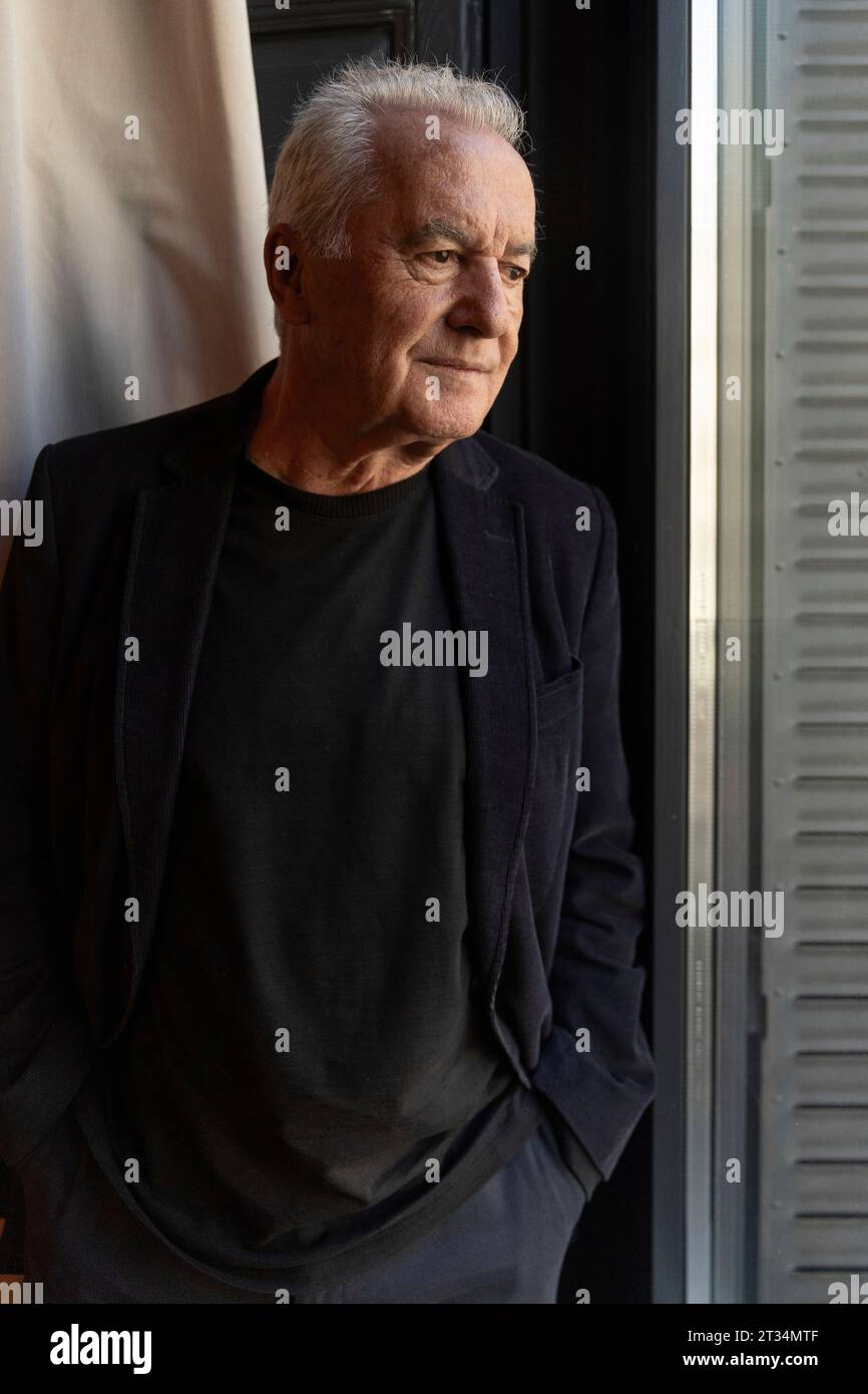 Singer Victor Manuel poses after an interview for Europa Press, at the ...