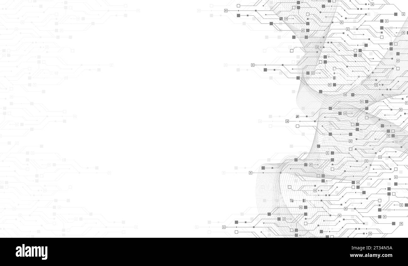 Quantum computer technologies concept. Futuristic blue circuit board background vector. Modern ...