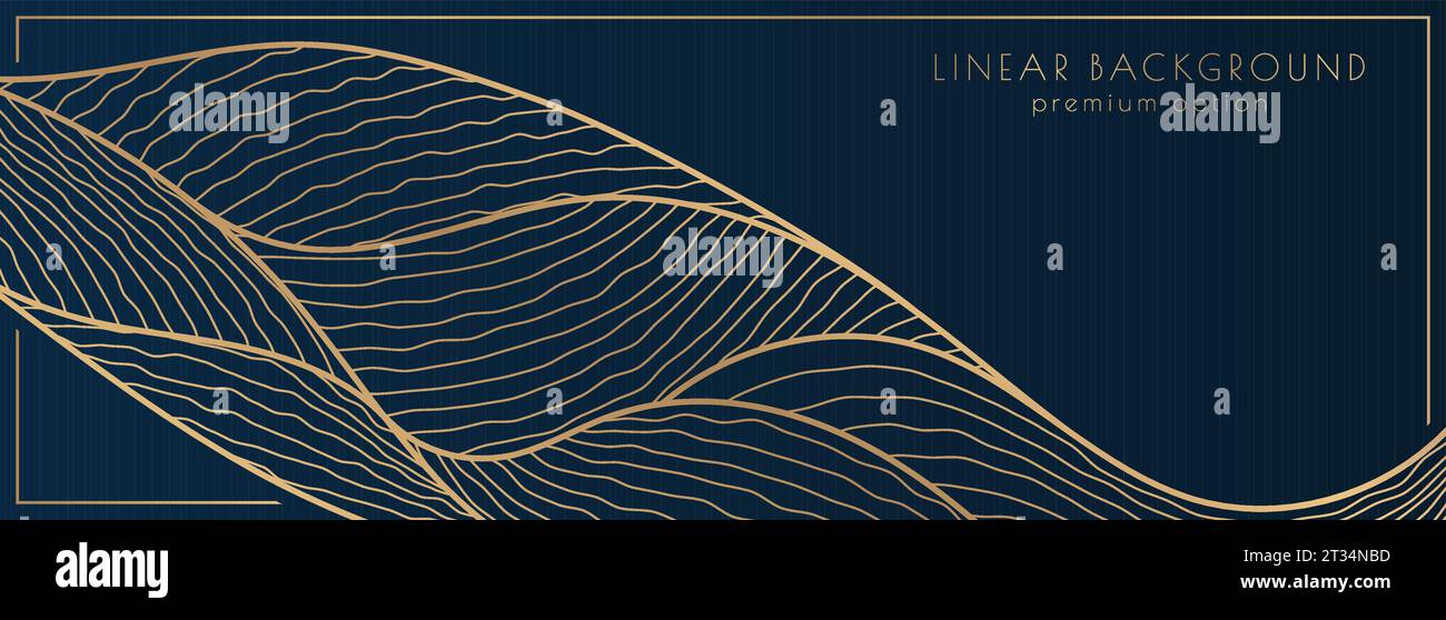 A pattern of wavy lines. Luxurious abstract background. Golden wave ...