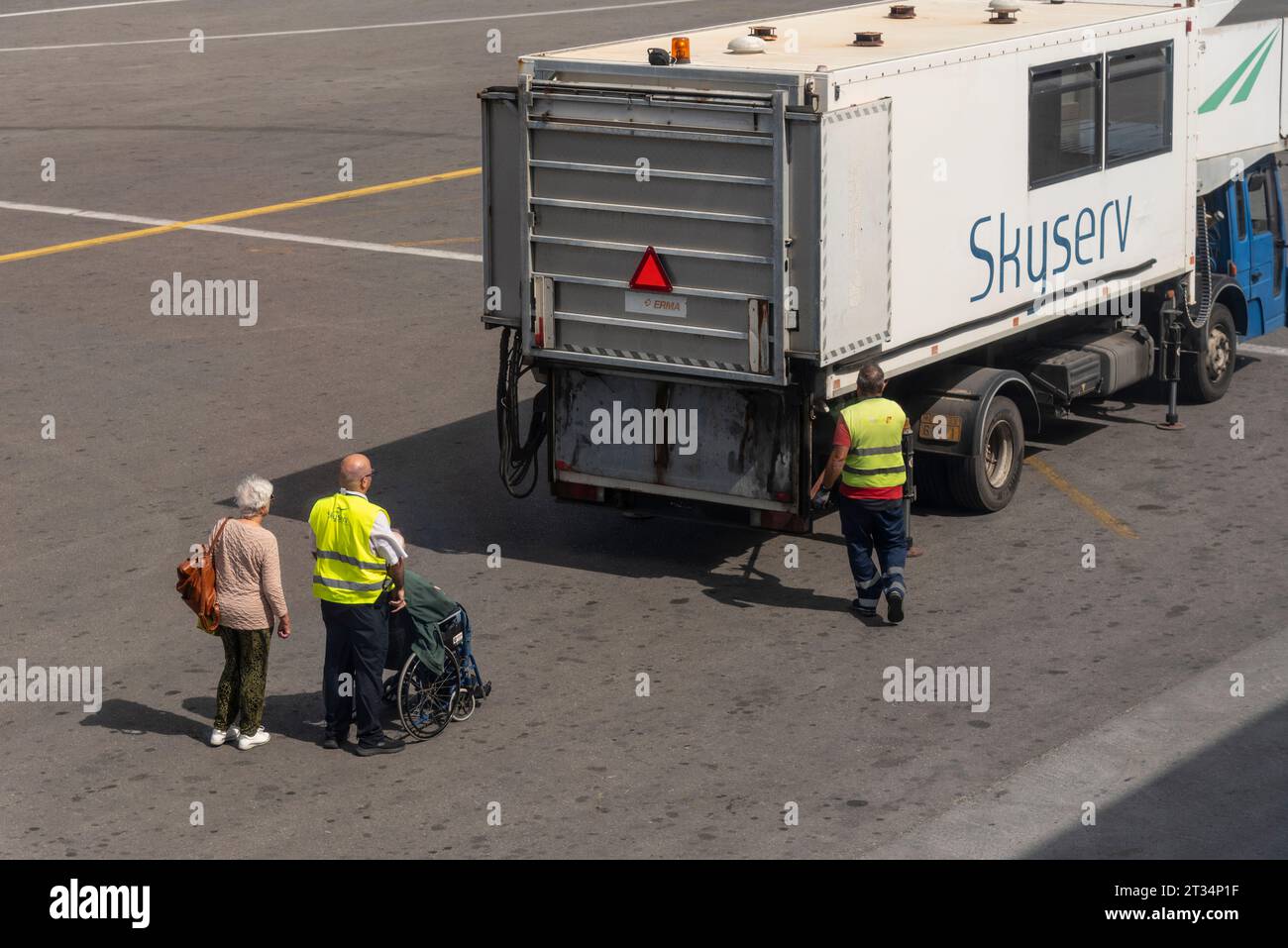 Heraklion International Airport, Crete, Greece. Transport truck with a ...