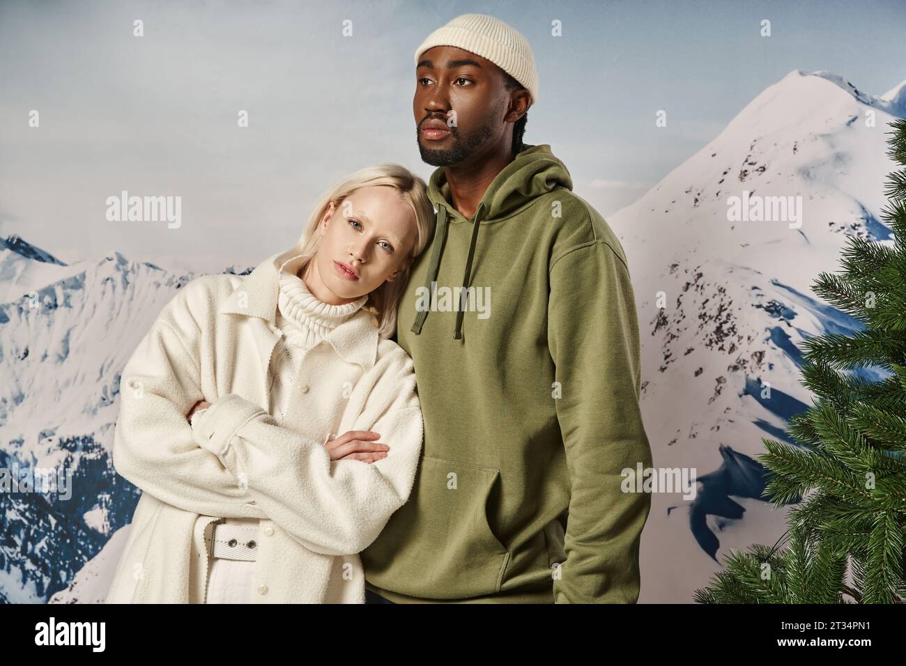 stylish blonde woman with her head on her boyfriend chest posing on ...