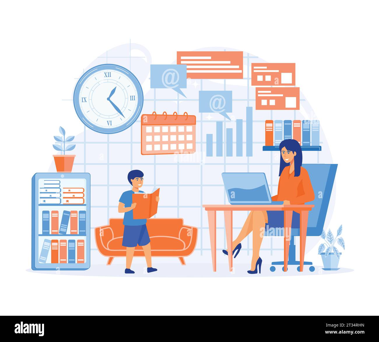 Multitasking businesswoman home Cut Out Stock Images & Pictures - Alamy