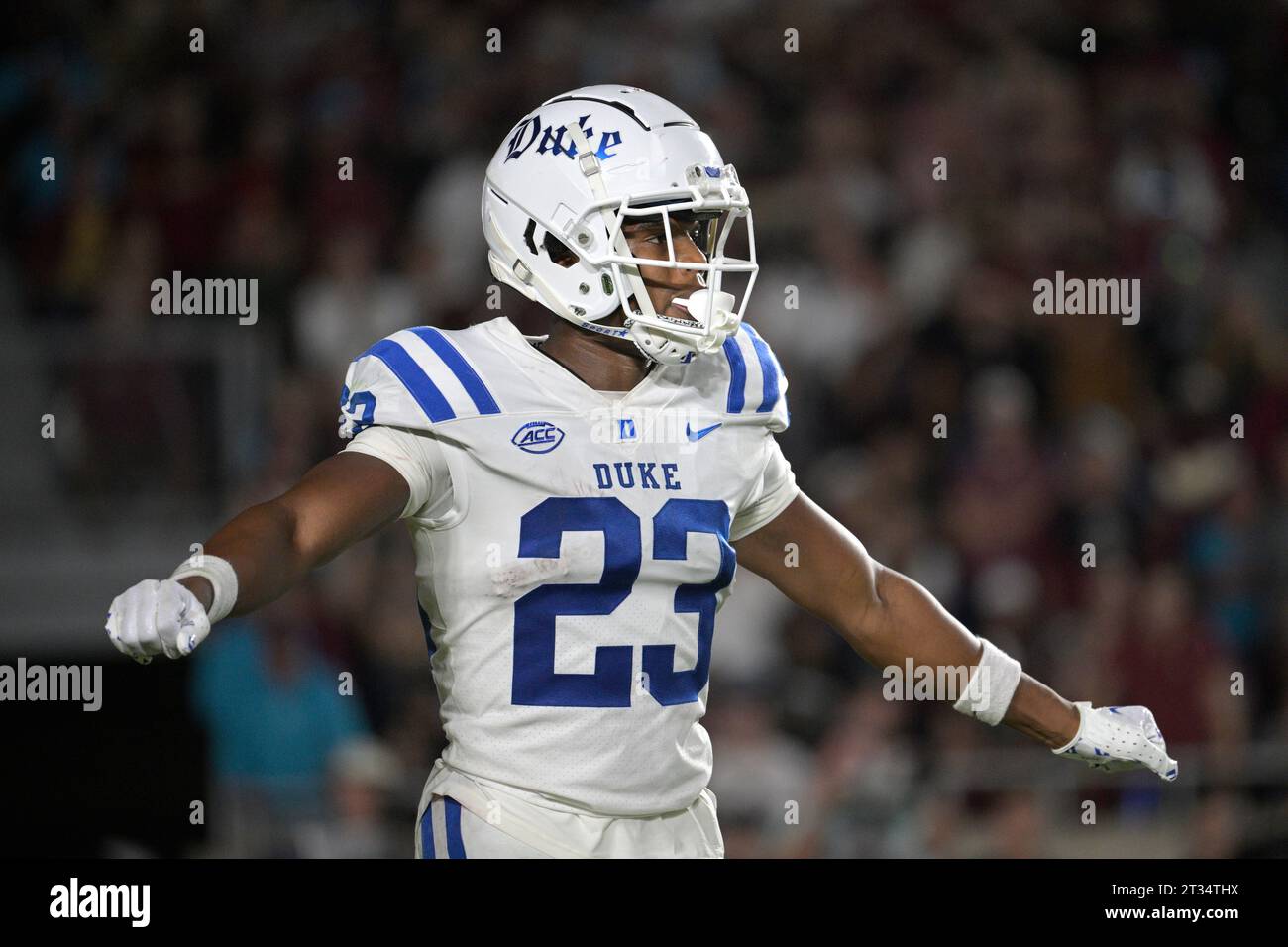 Duke safety Terry Moore (23) follows a play during the second half of ...
