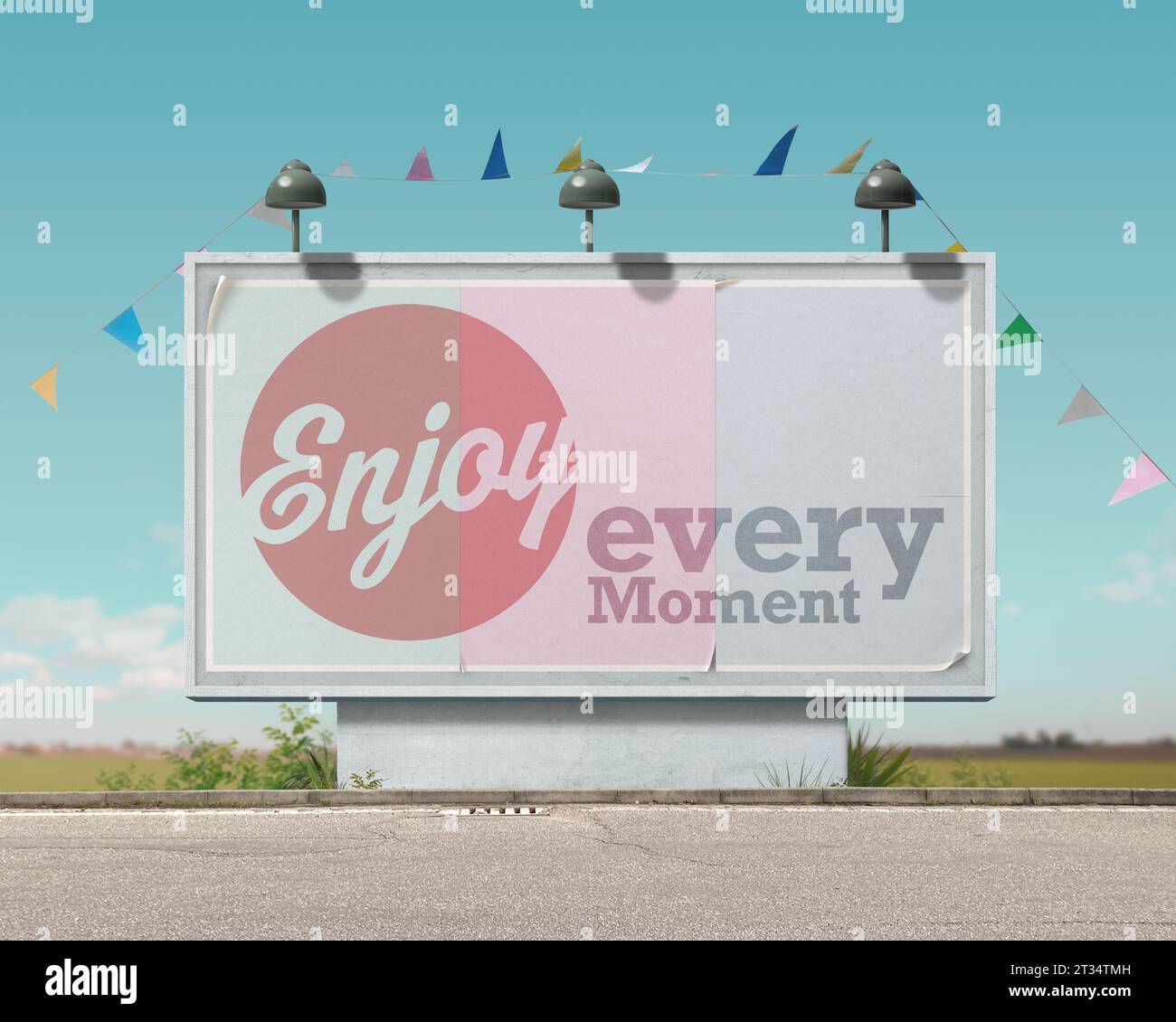 Inspirational and motivational advertisement on large vintage style ...