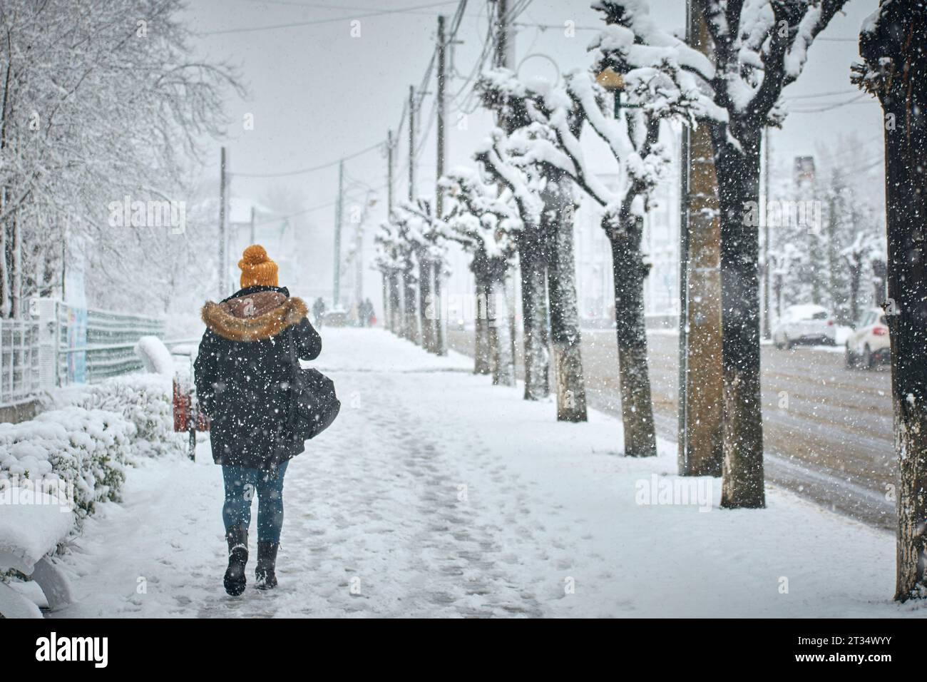 landscape with people in the streets in winter 1 Stock Photo - Alamy