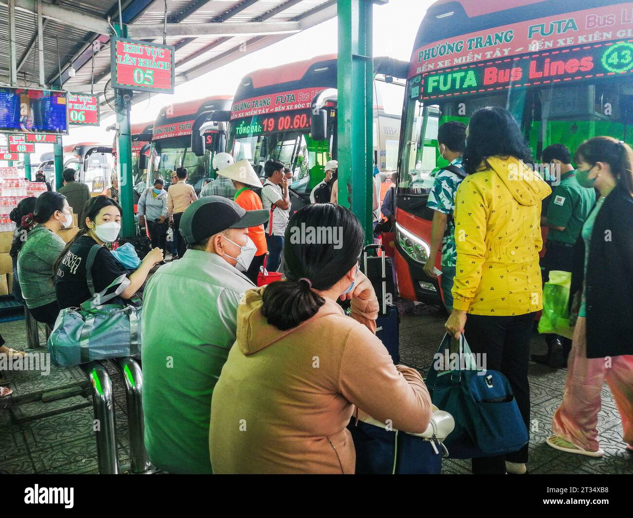 Vietnam, Saigon, bus station Stock Photo - Alamy