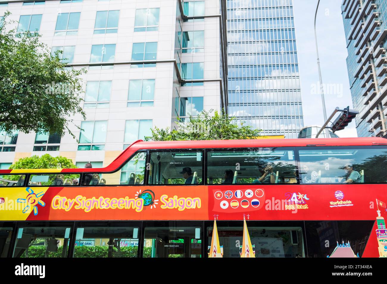 Vietnam, Ho Chi Minh City, Saigon, tourist bus Stock Photo - Alamy