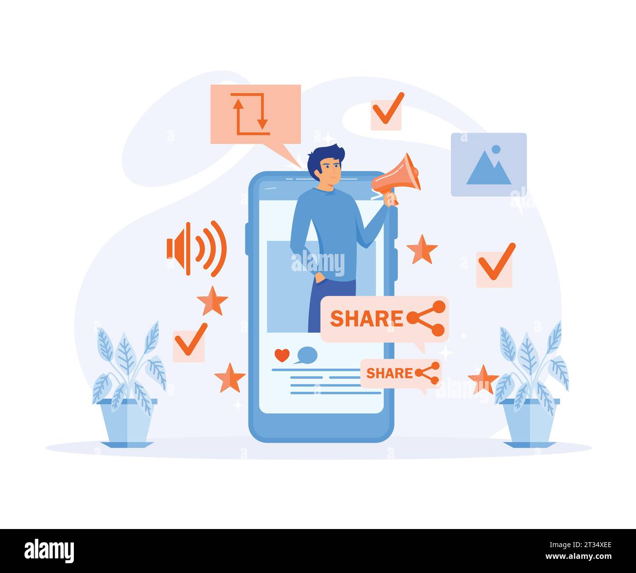 Blog promotion error. Social media post sharing active force. Digital ...