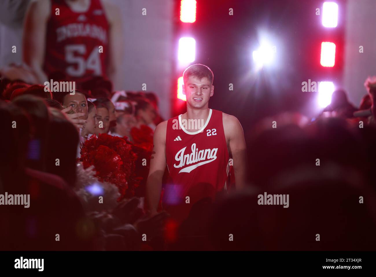 Indiana University basketball player Jackson Creel (22) is introduced ...