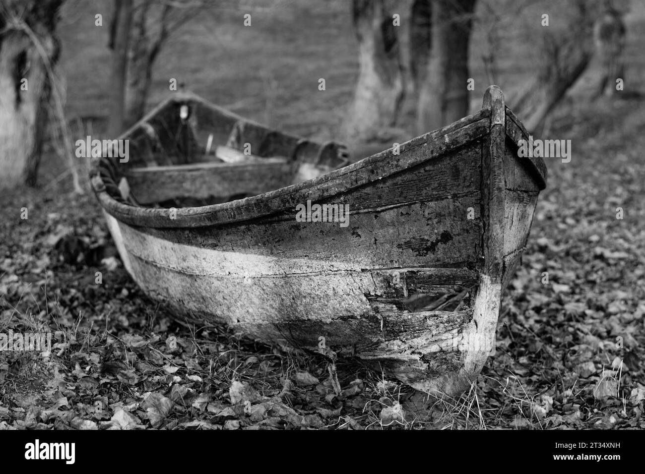 Rowboat on lake sunset Black and White Stock Photos & Images - Alamy