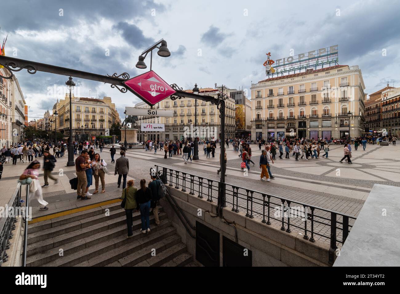 Puerta del Sol is a public square in Madrid and the best known and ...