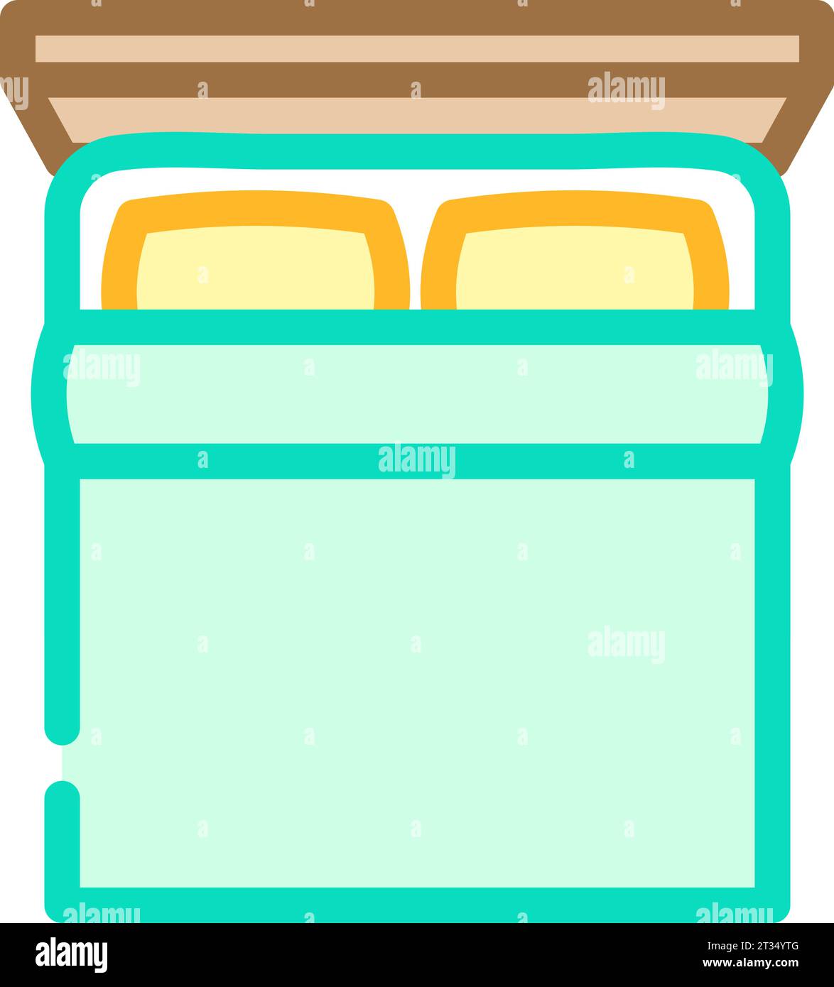 double bed top view color icon vector illustration Stock Vector Image ...