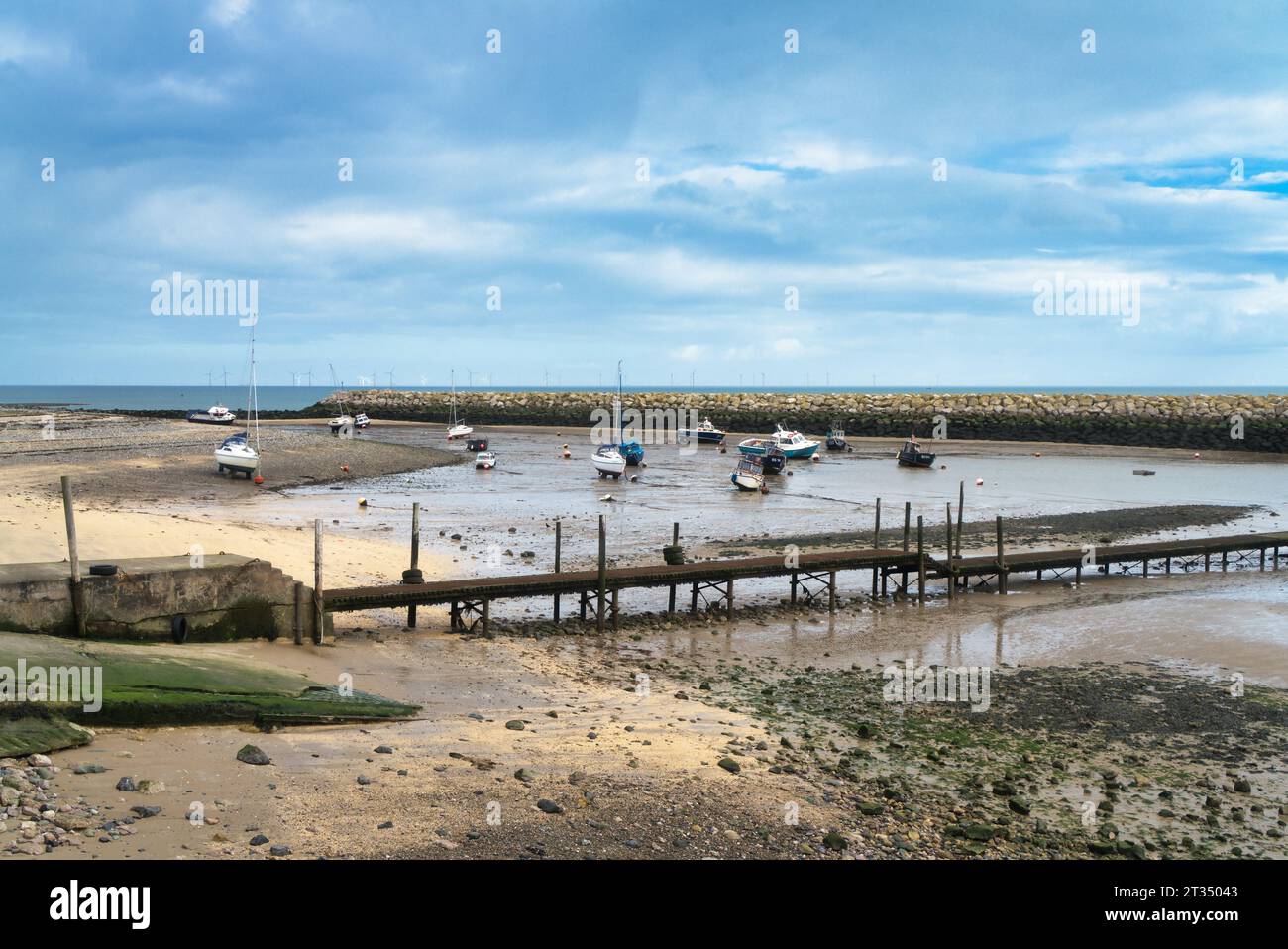 Looking east out to Irish sea from the beach at Rhos-on-Sea; Colwyn Bay ...