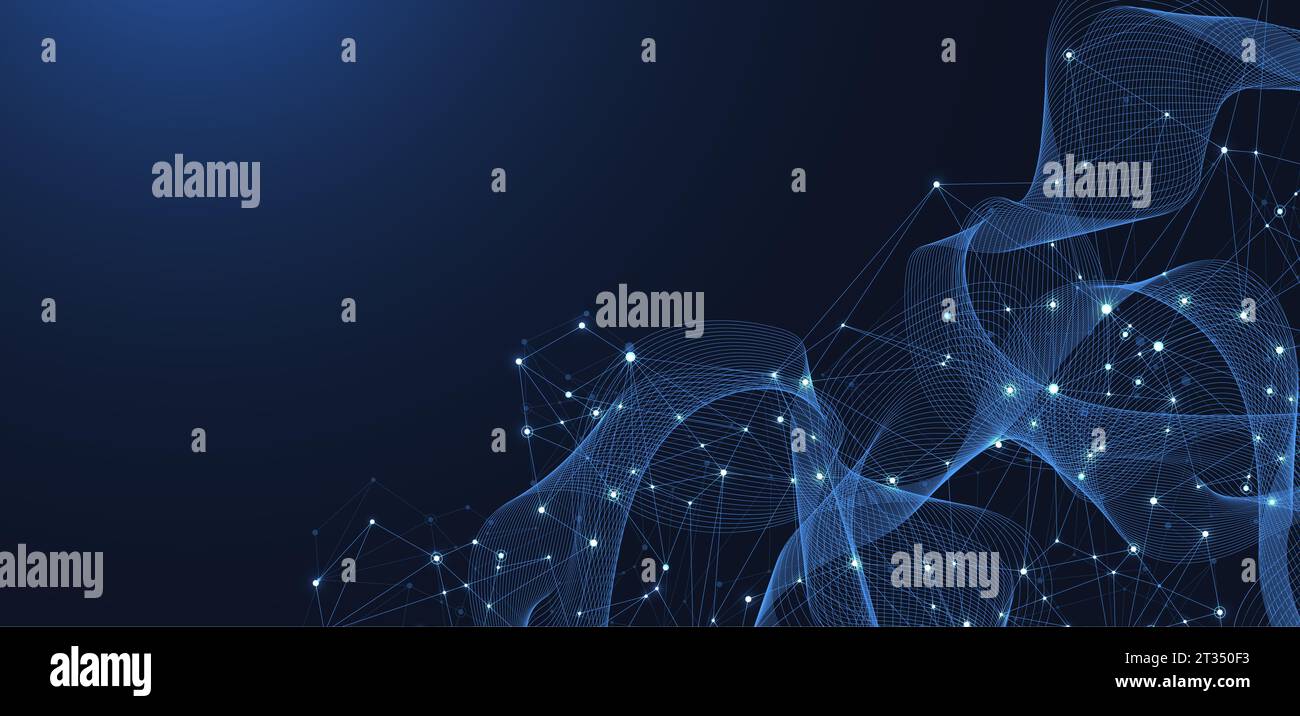 Technology abstract lines and dots connection background. Connection digital data and big data ...