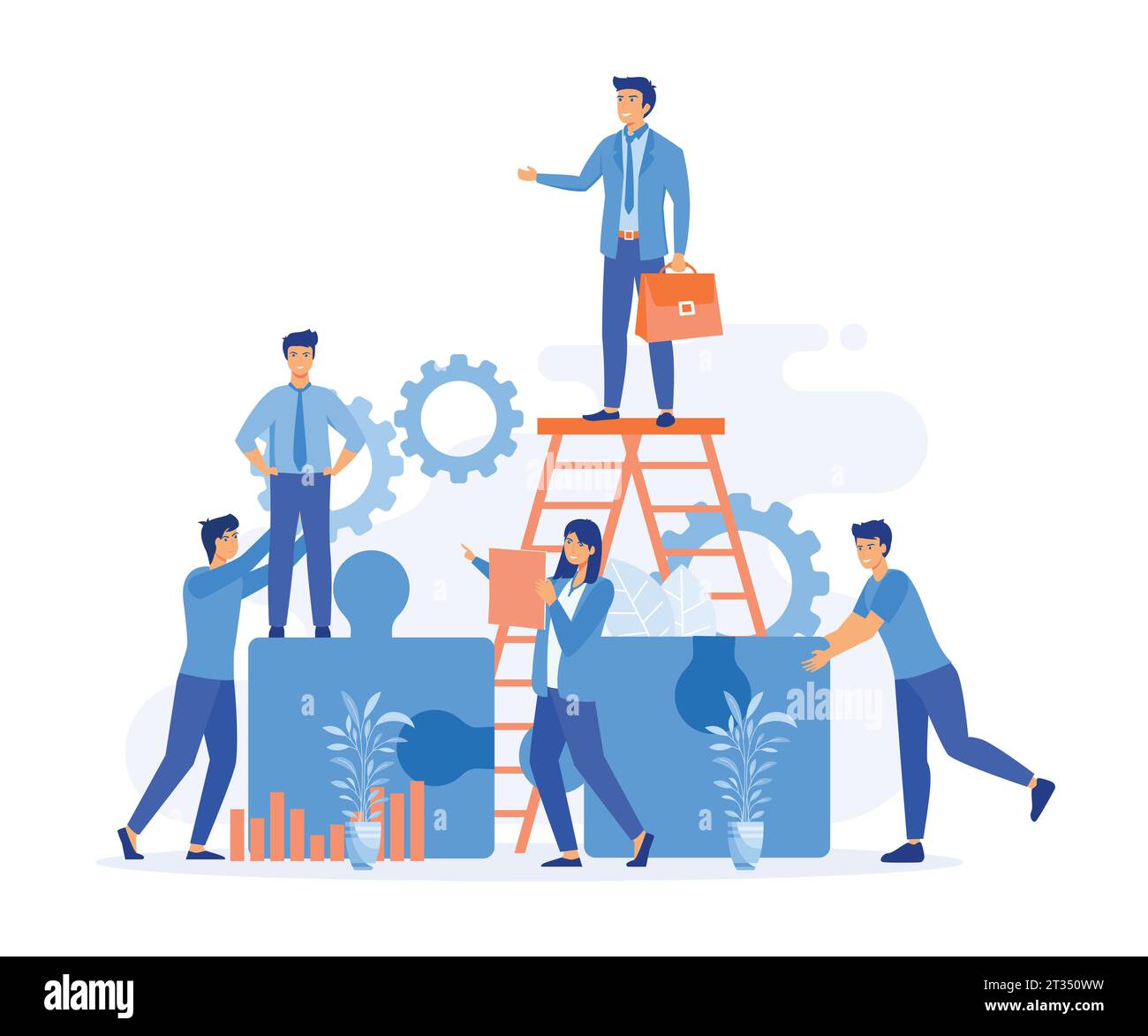 brainstorming and teamwork concept. Group of young business people ...